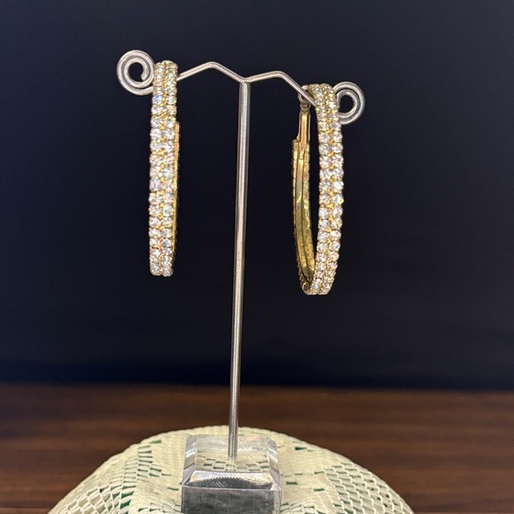 None | Jewelry | Elegant Gold Tone Crystal Hoop Earrings | Poshmark